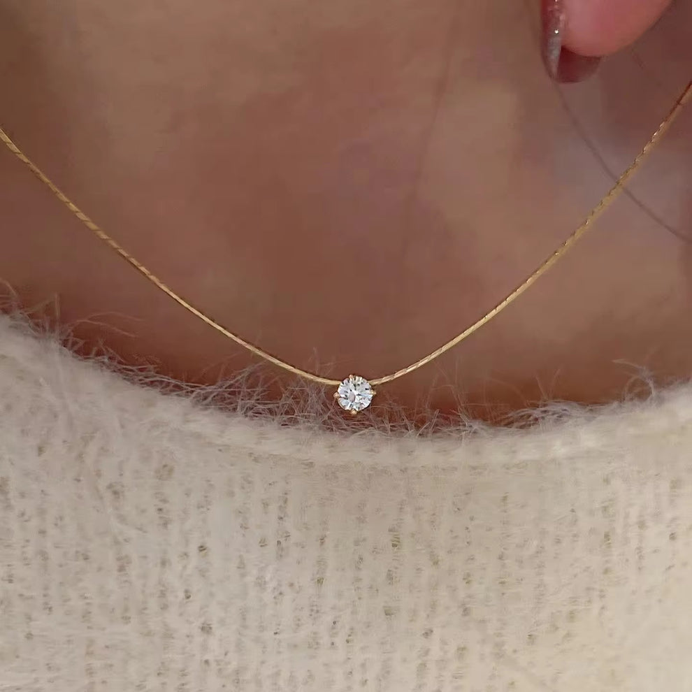 Elegant Gold Solitaire Necklace | Waterproof & Anti-Tarnish Jewelry ...